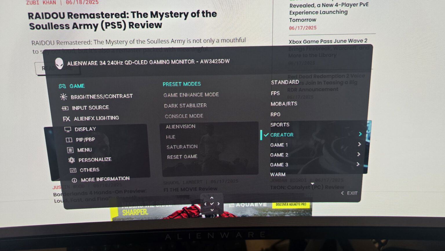 Alienware AW3425DW QD-OLED Gaming Monitor Review - CGMagazine